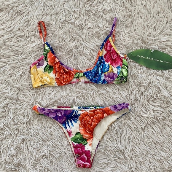 FARM Rio | Swim | Farm Rio Rainbow Floral Bikini Top And Bottom | Poshmark